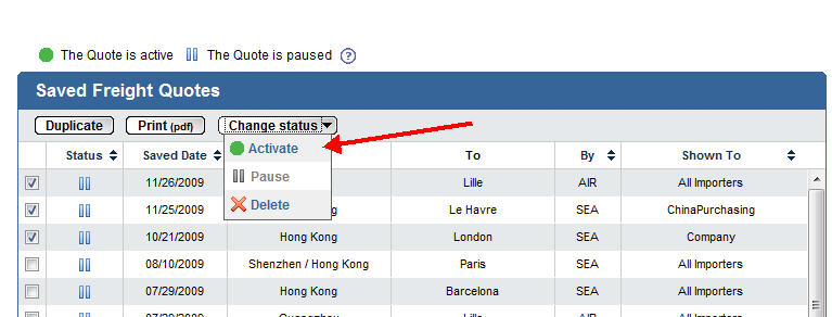 How can I manage my quotations status